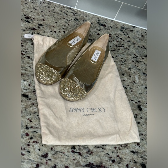 Jimmy Choo | Shoes | Jimmy Choo Whirl Champagne Glitter Toe Ballet ...